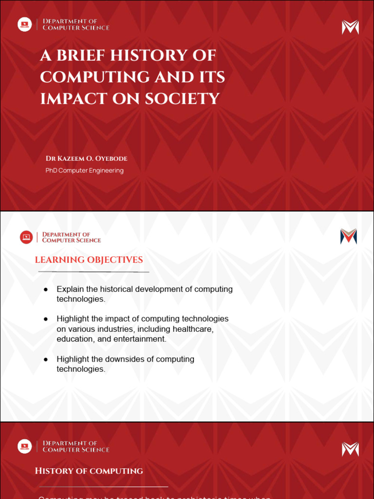 A Brief History of Computing and Its Impact On Society | PDF ...