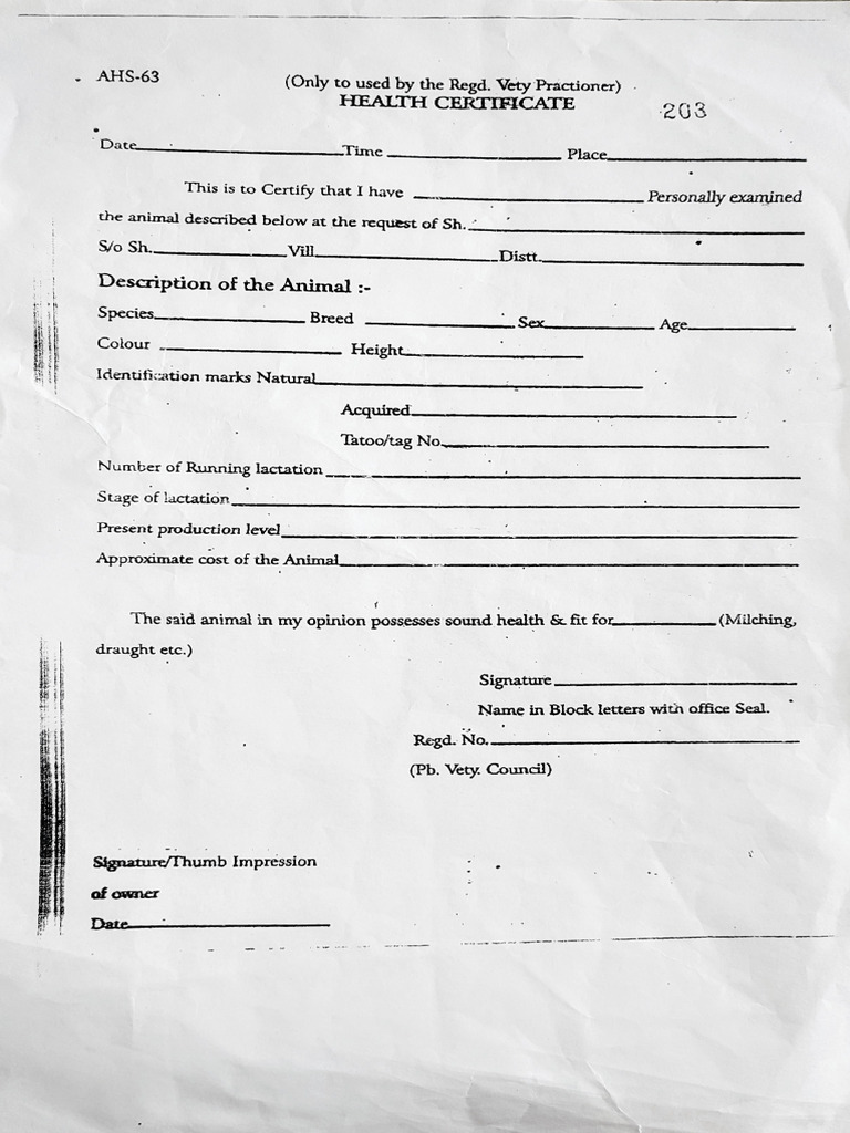 Health Certificate | PDF