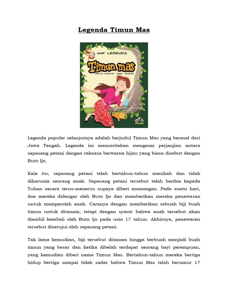 Legenda Timun Mas: Kisah Rakyat Jawa | PDF | Agama & Spiritualitas