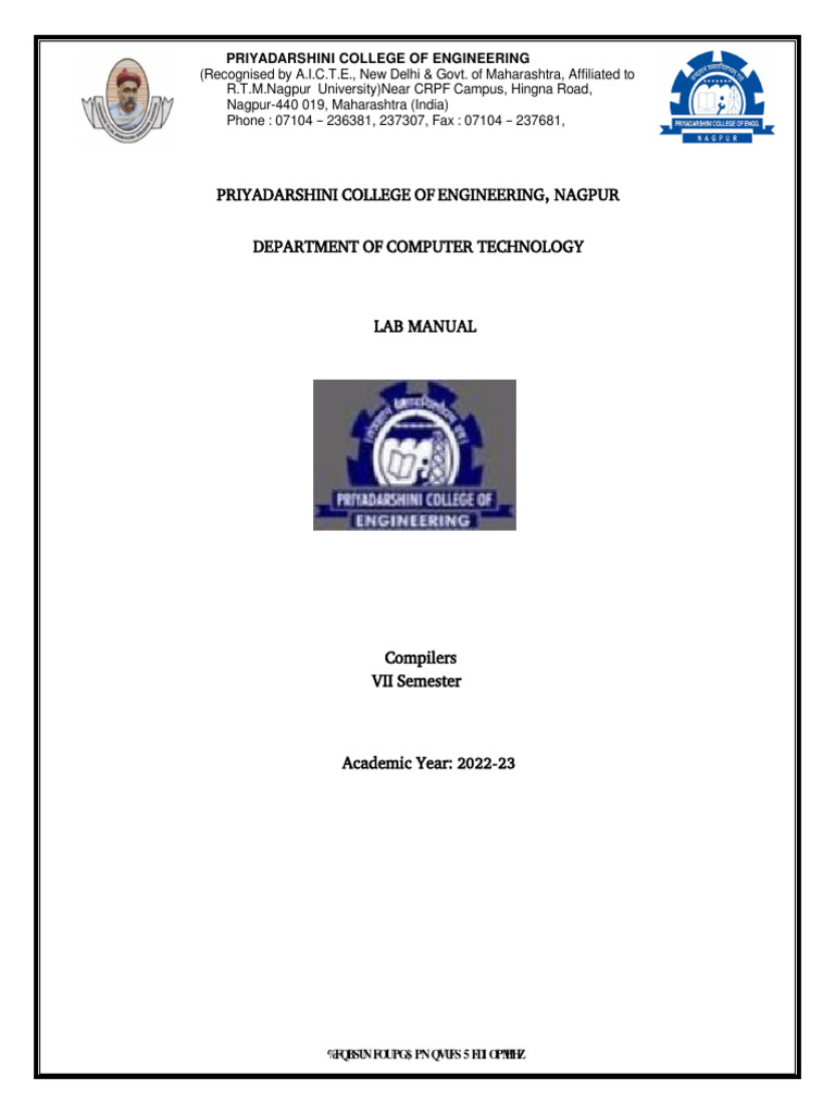 New Lab Manual Compiler | PDF | Parsing | Compiler