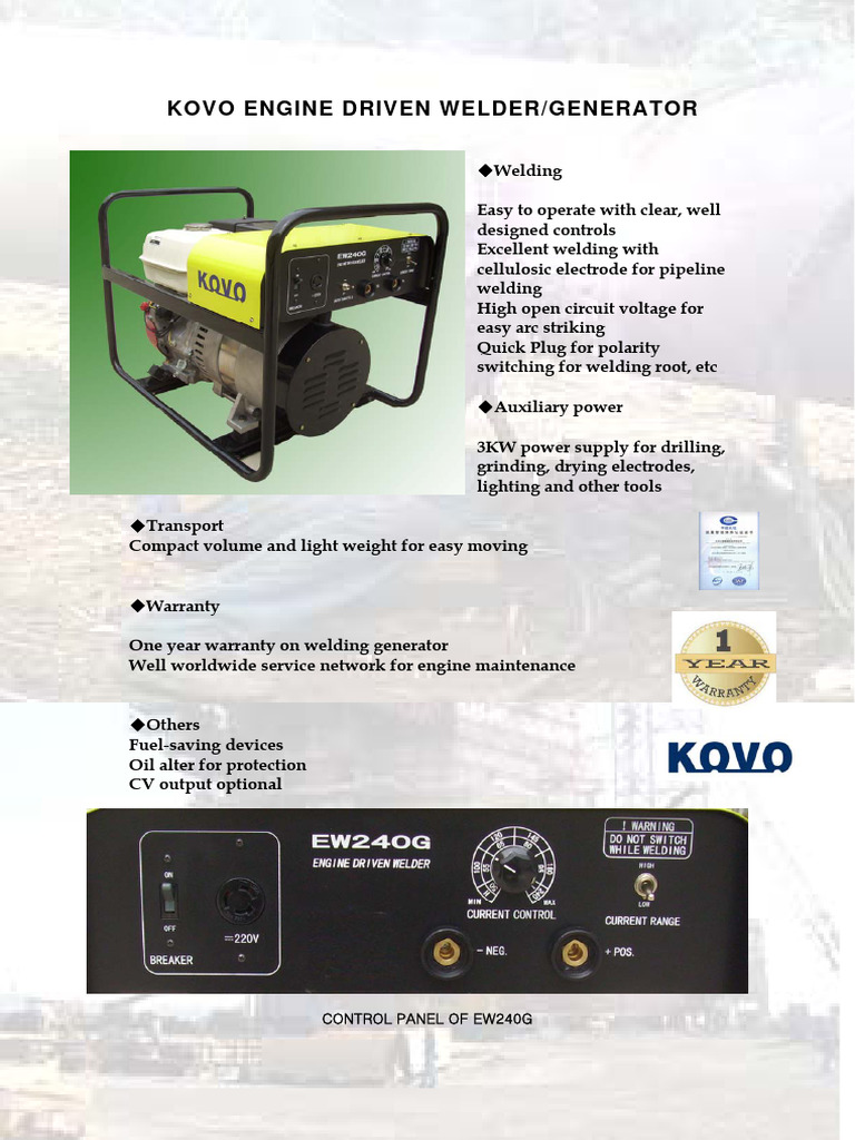 179fe6 - KOVO ENGINE WELDER CATALOG | PDF | Welding | Construction