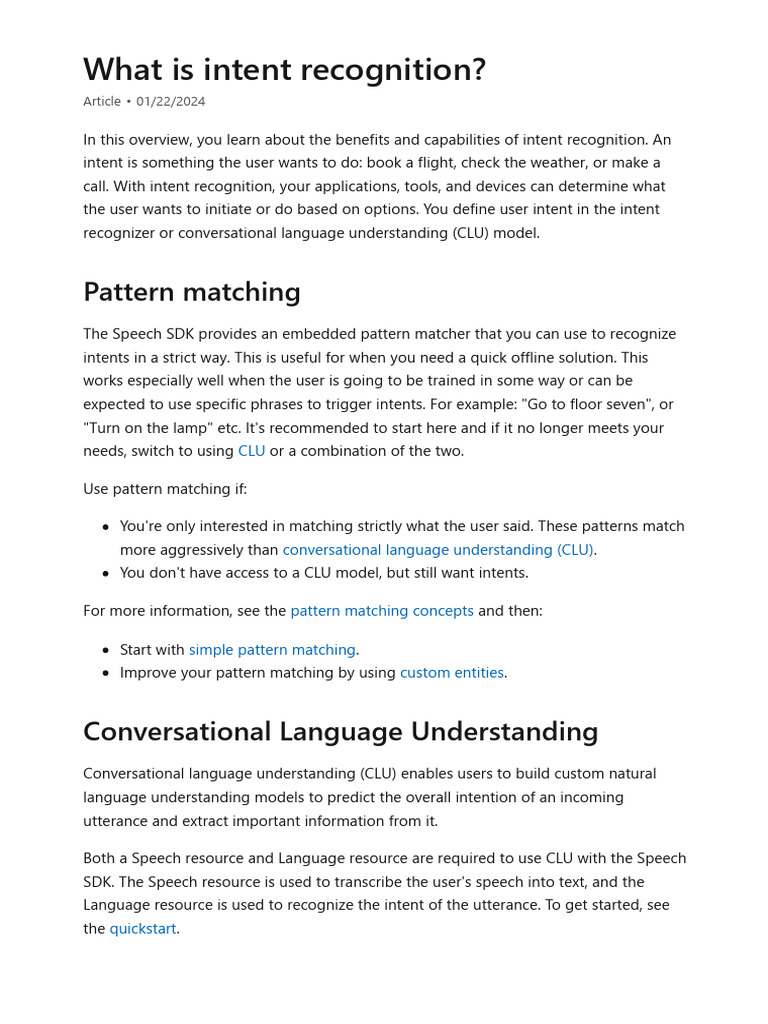 Intent recognition overview | PDF | Information | Speech