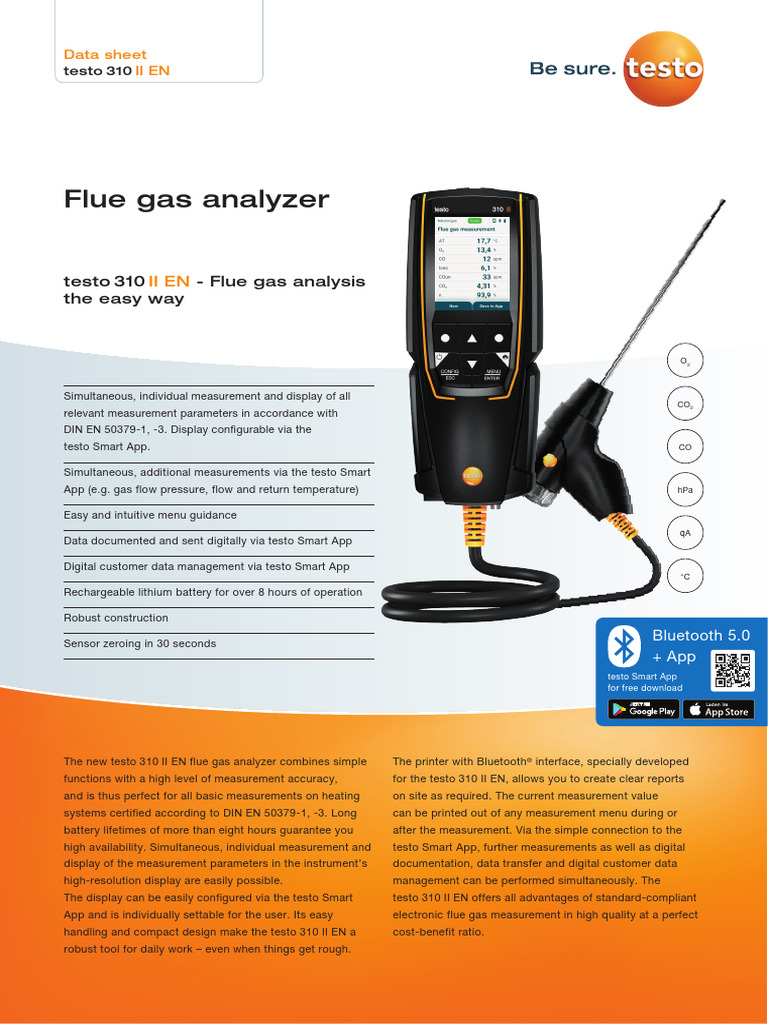 Testo 310 II en Datasheet en | PDF | Calibration | Bluetooth