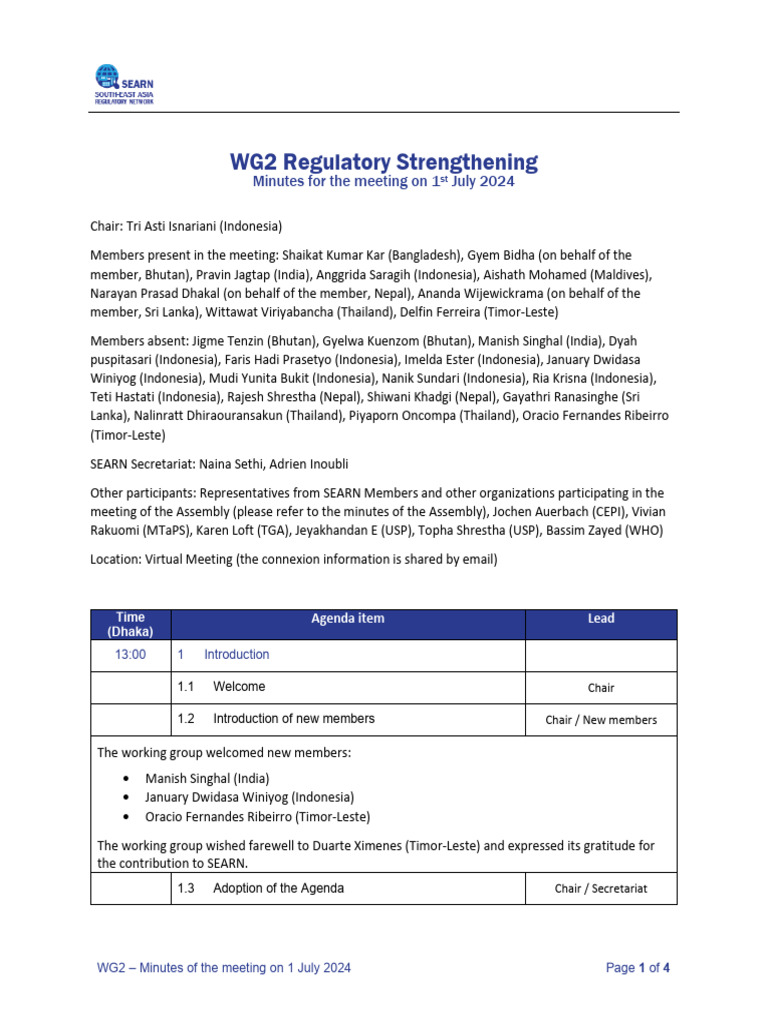 WG2 Regulatory Strengthening | PDF