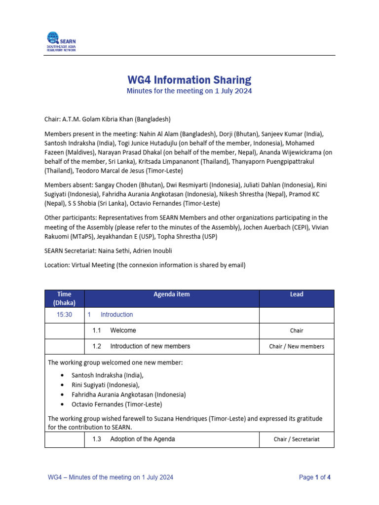WG4 Information Sharing | PDF