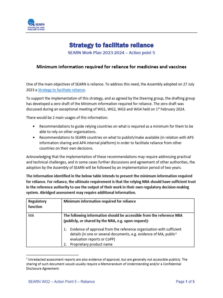 AP5 Minimum Information For Reliance v4 | PDF | Pharmacology | Health Care
