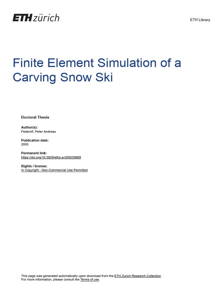 Finite Elemnt Simulation of A Carving Snow Ski | PDF | Ski | Force