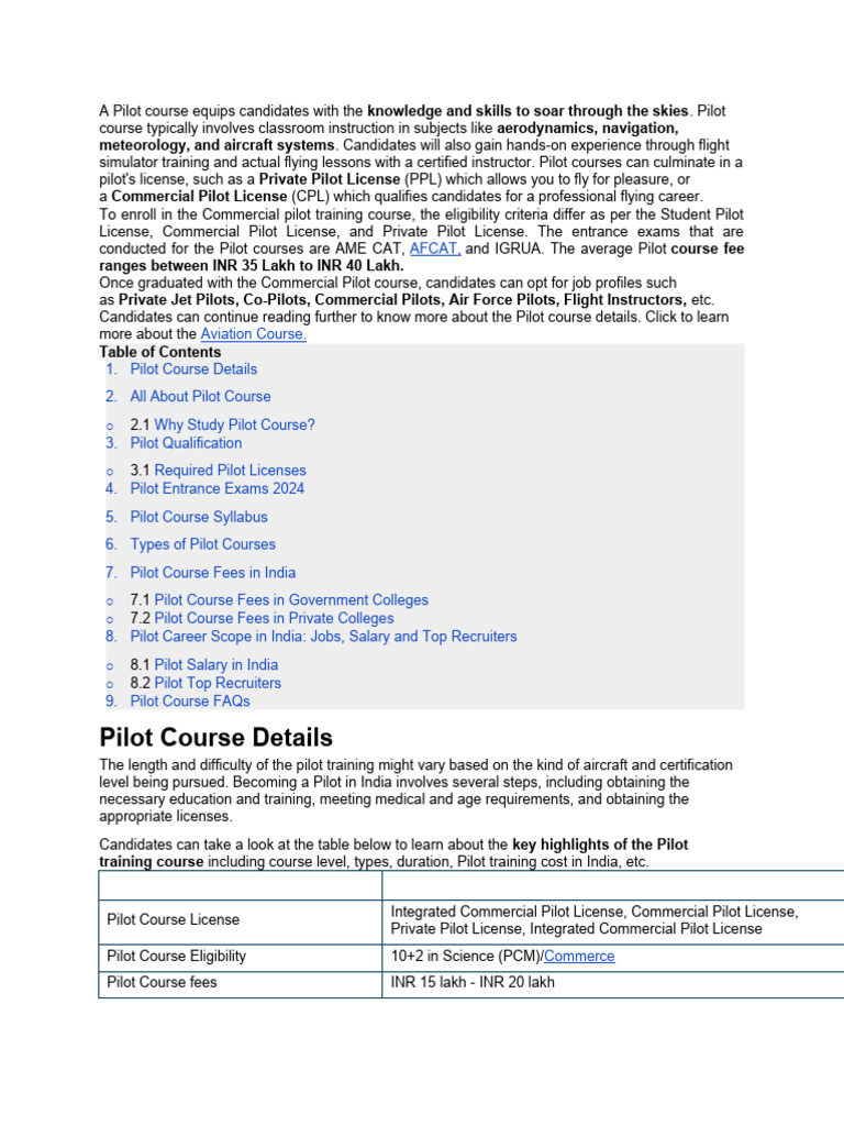 Pilot Courses | PDF | Flight Instructor | Aviation