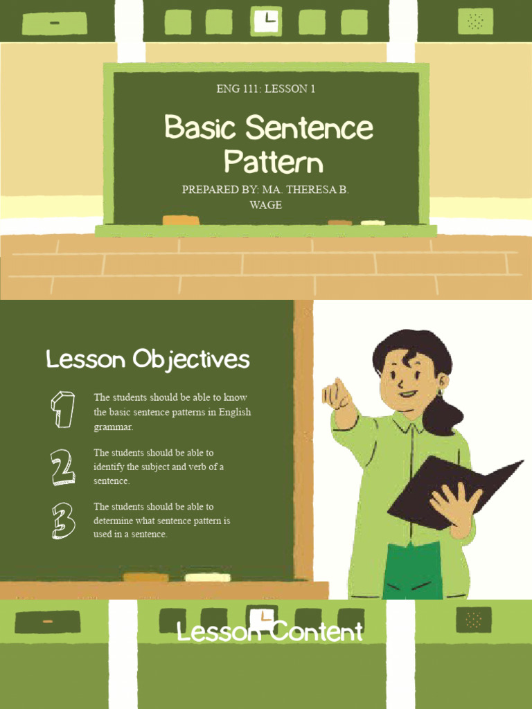 Engl111 Basic Sentence Pattern | PDF | Verb | Subject (Grammar)
