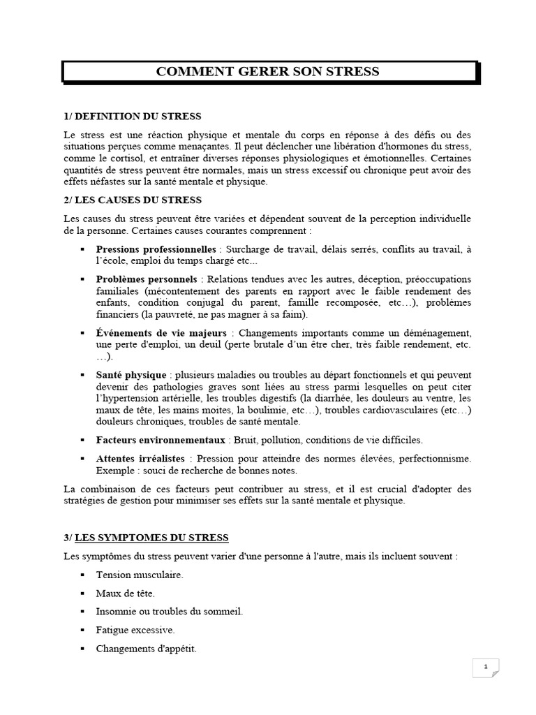 Comment Gerer Son Stress | PDF | Stress (Biologie) | Santé mentale