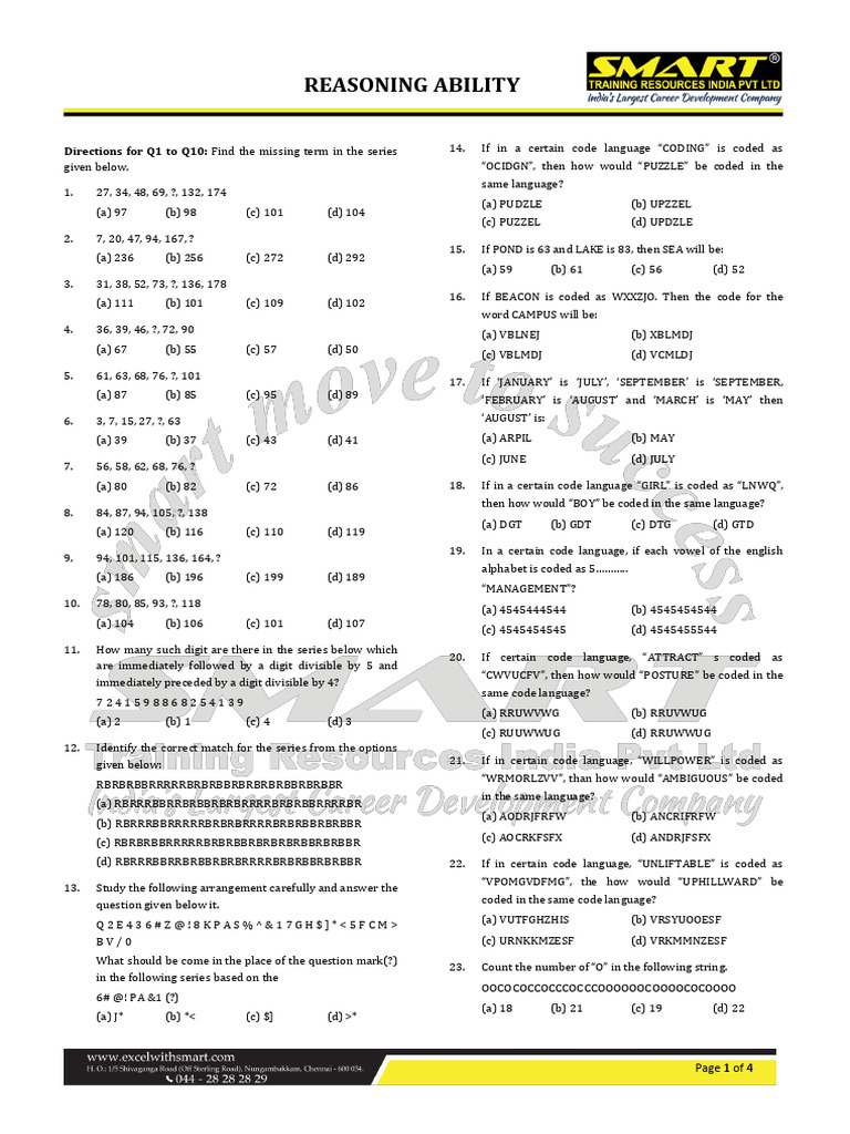 Accenture Reasoning Ability | PDF | Puzzles