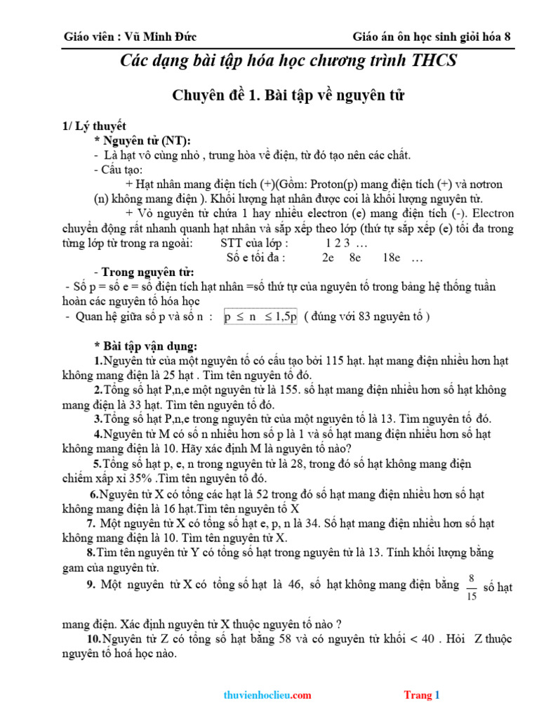 GA On Thi HSG Hoa 8 | PDF