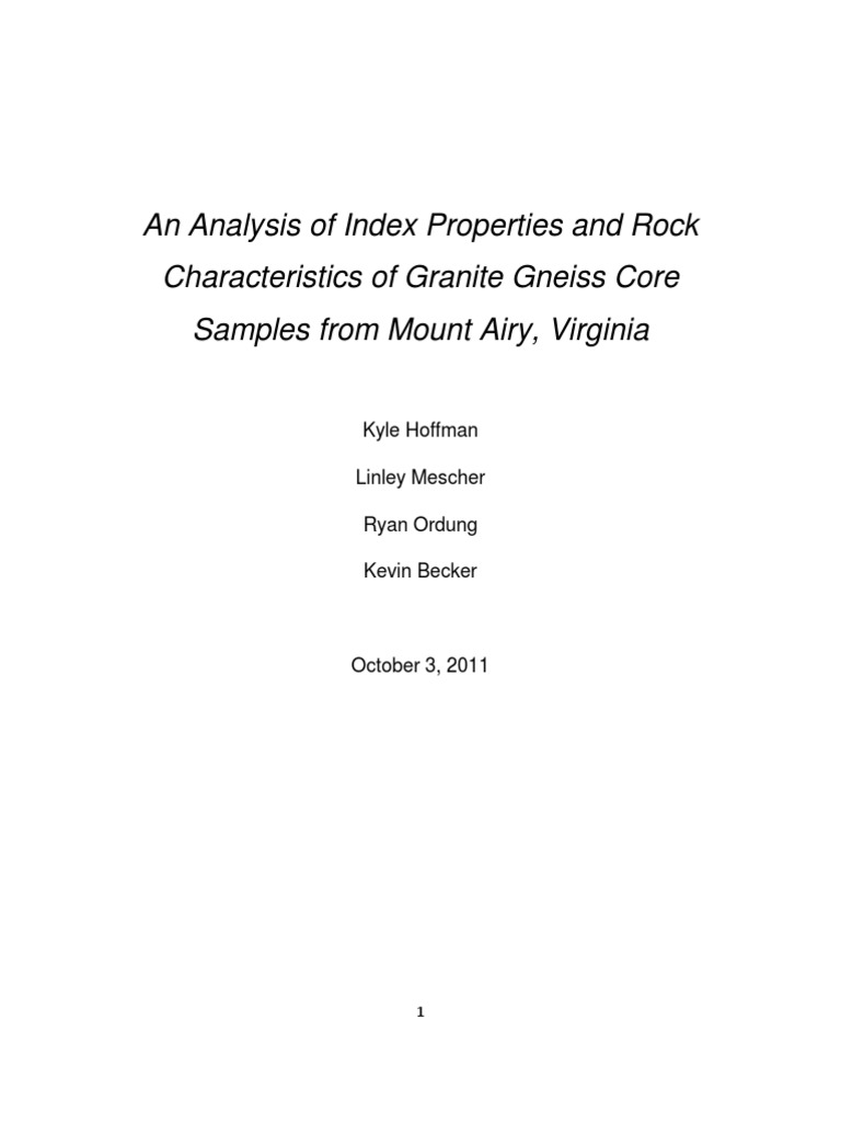 An Analysis of Index Properties and Rock Characteristics of Granite ...