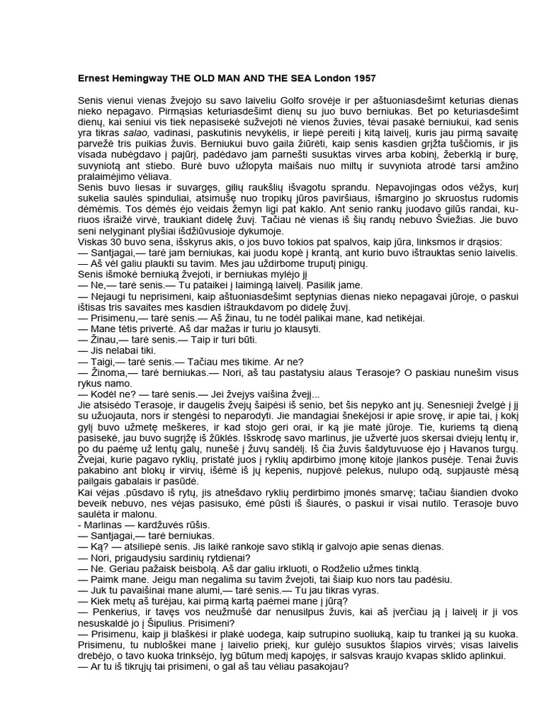 Senis Ir Ura Lithuanian Edition - Hemingway Ernest | PDF