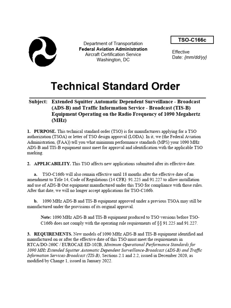 TSO C166c | PDF | Systems Engineering | Aviation