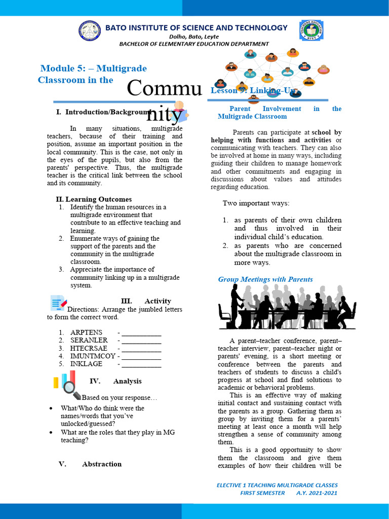 ELECTIVE 1-Module 5 Lesson 9 & 10 | PDF | Teachers | Classroom