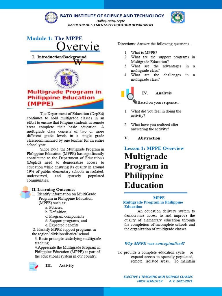 ELECTIVE 1-Module 1 Lesson 1 and 2 Week 1-2 | PDF | Teachers | Learning