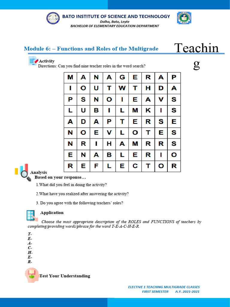 4.1 ELECTIVE 1-Module 6 Lesson 11 & 12 - Activiy Sheets | PDF | Career & Growth