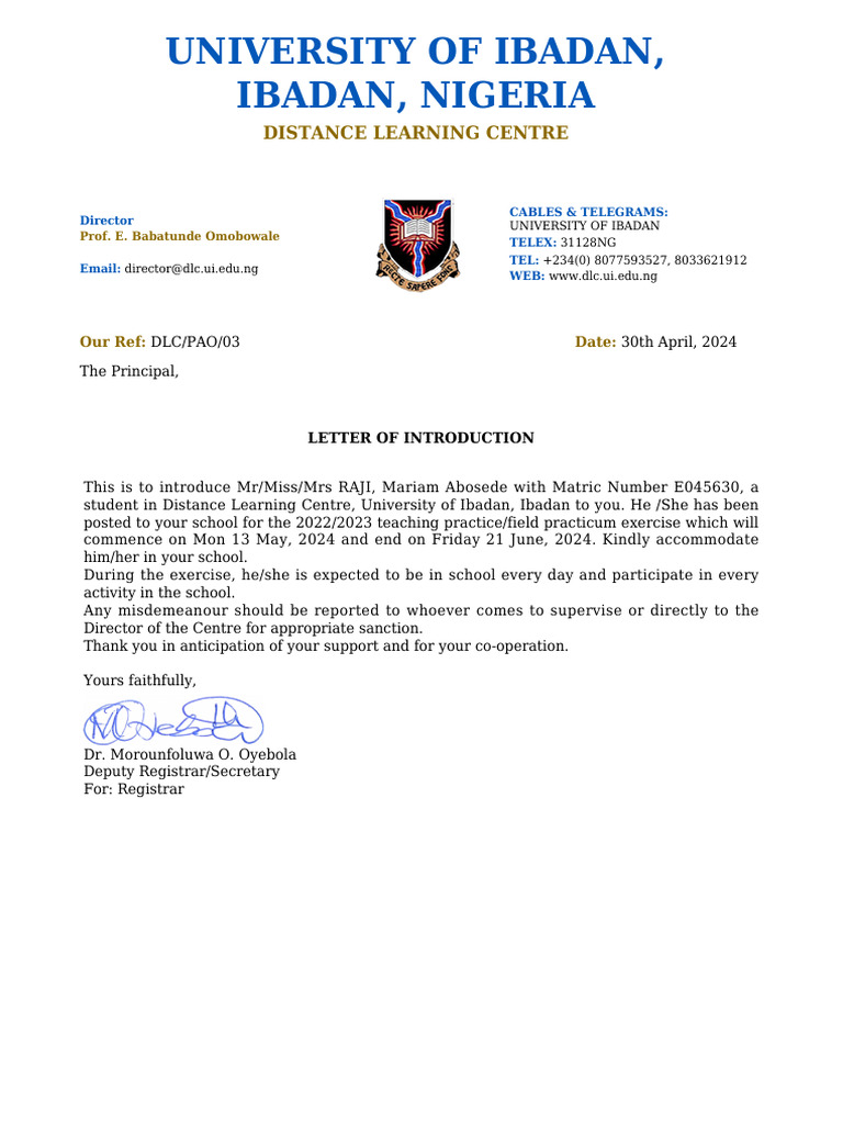 Practicum-Letter Document | PDF