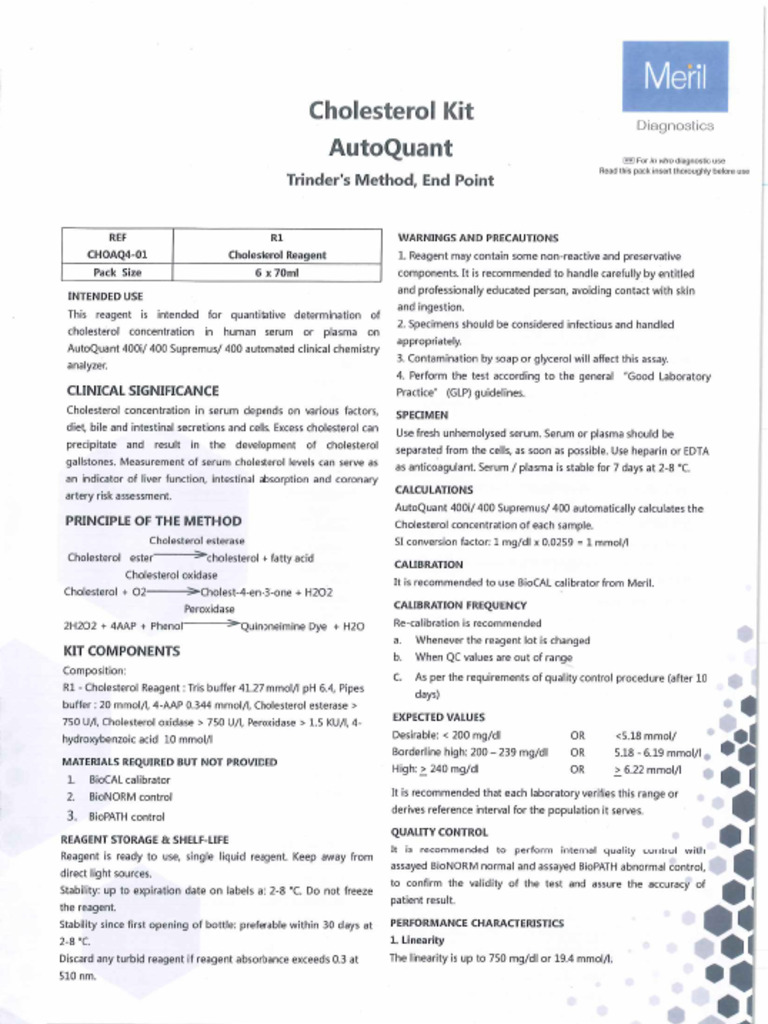 AutoQuant 400 Cholesterol | PDF