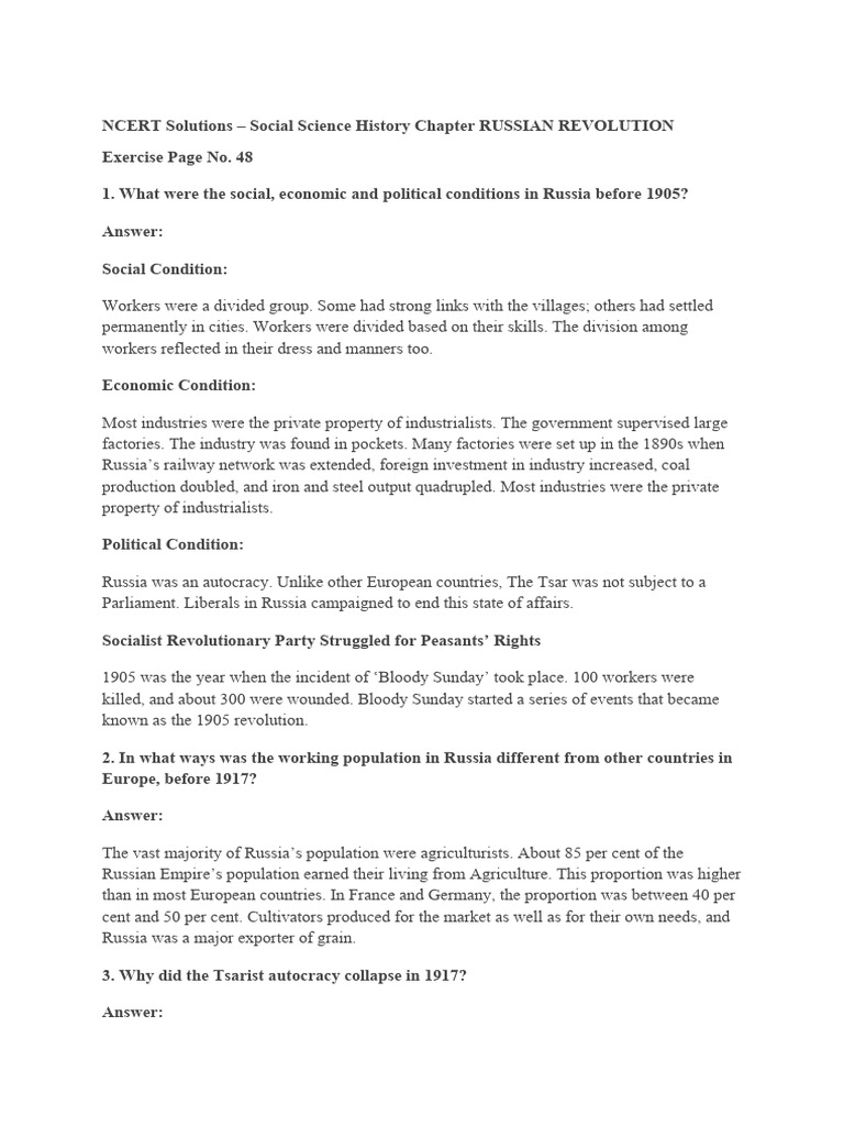 NCERT Solutions RUSSIAN REVOLUTION | PDF | Vladimir Lenin | Bolsheviks