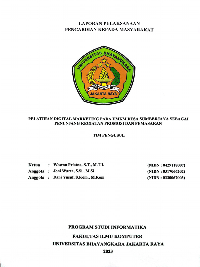 Laporan Pelaksanaan Pengabdian Kepada Masyarakat | PDF