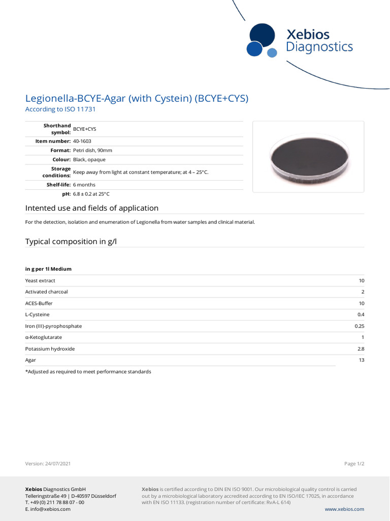 Legionella Bcye Agar Mit Cystein | PDF | Microbiology