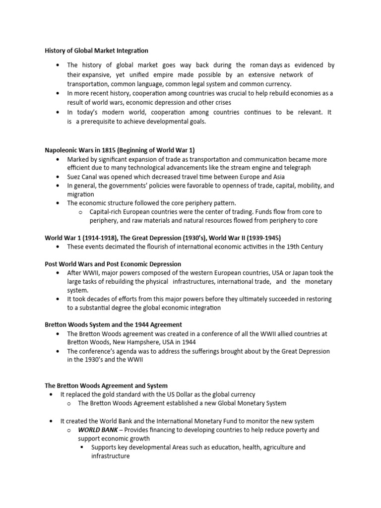 Evolution of Global Market Integration | PDF | World Trade Organization ...