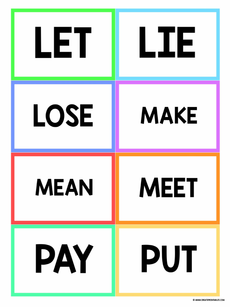 Irregular Verbs Flashcards Mini | PDF