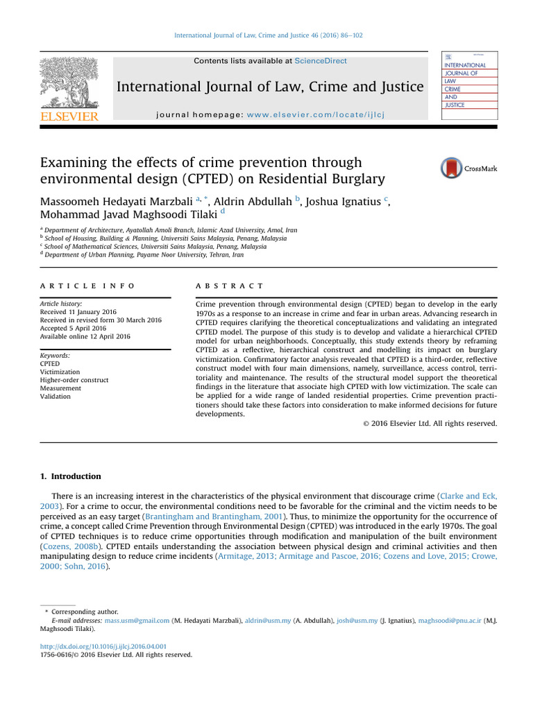 Examining The Effects of Crime Prevention Through Environmental Design ...