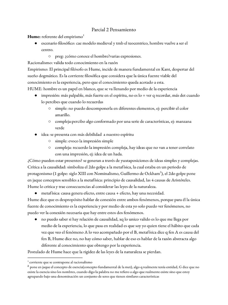 Parcial 2 Pensamiento | PDF | Immanuel Kant | Metafísica