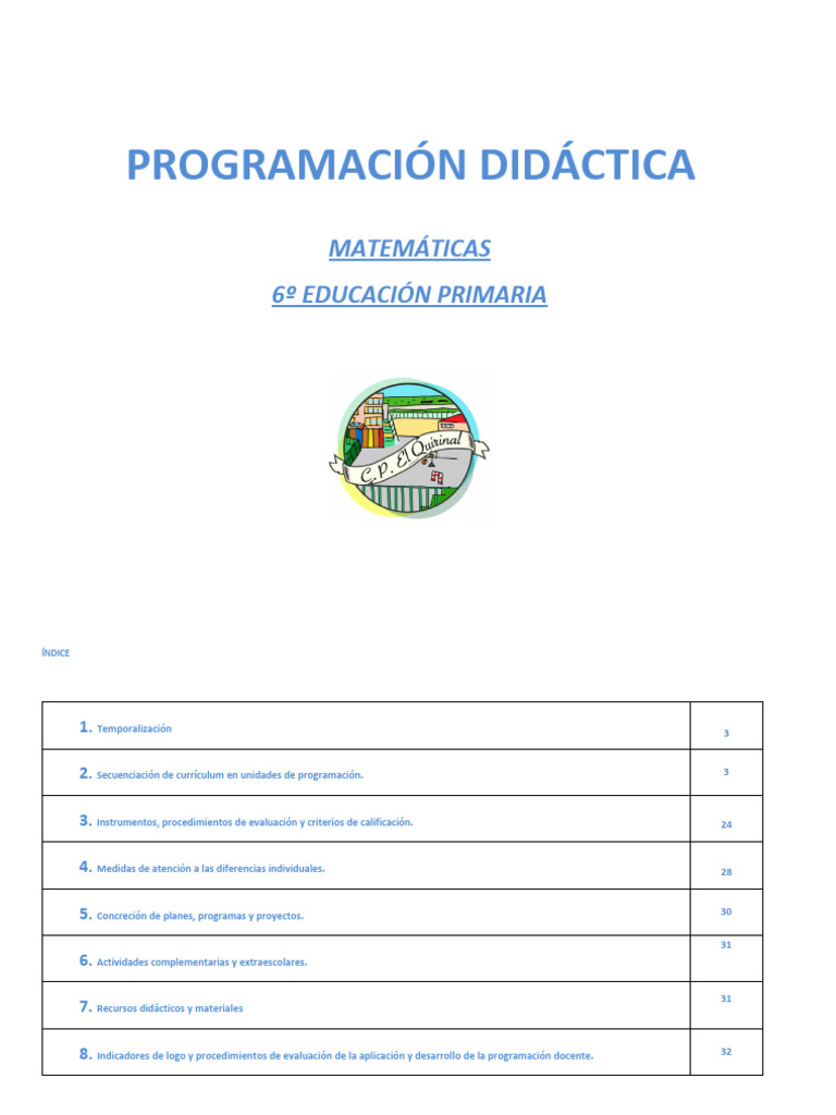 UNIDADES DE PROGRAMACIÓN DIDÁCTICA MATEMÁTICAS 6º Sabado | PDF | Números | Medición
