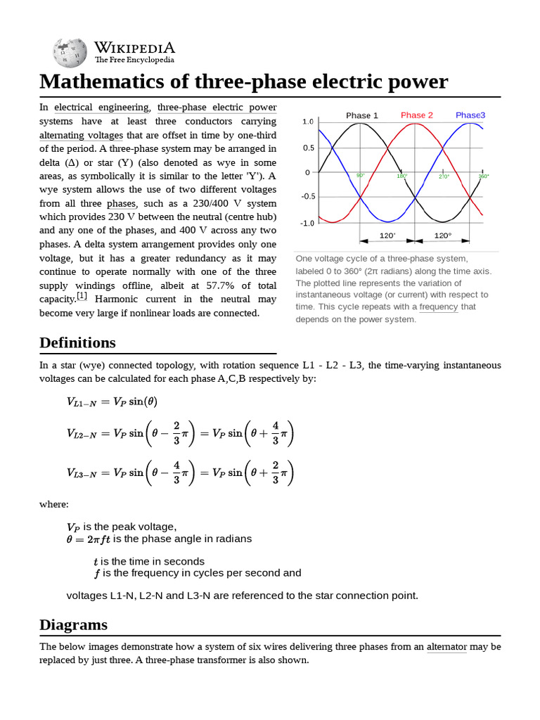 Mathematics_of_three-phase_electric_power | PDF | Quantity | Metrology