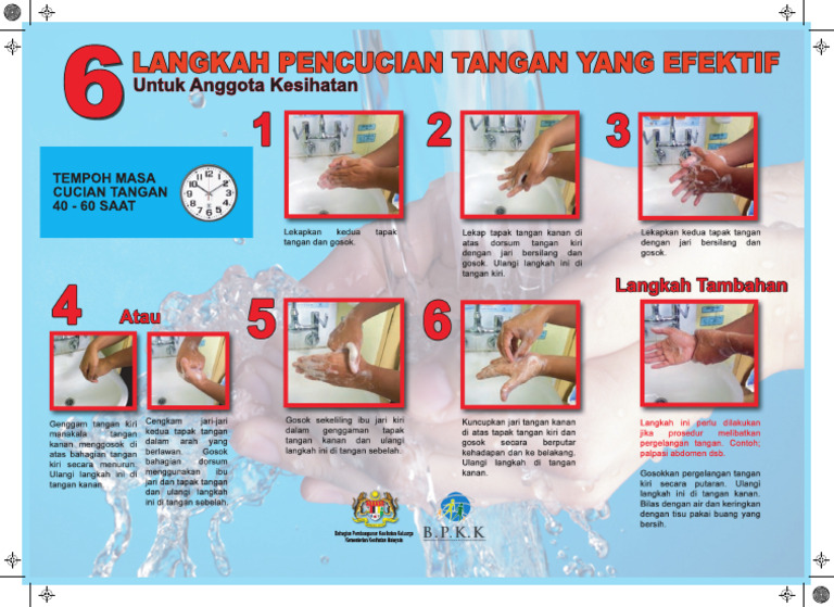 6 Langkah Pencucian Tangan Yang Efektif | PDF