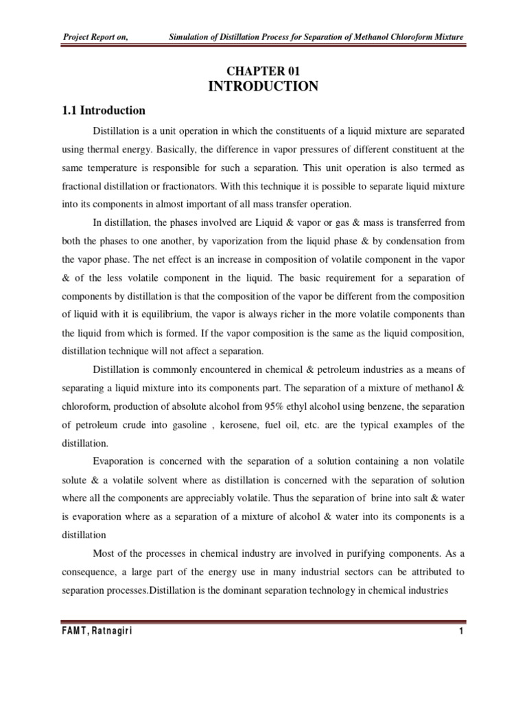 Simulation of Distillation Process For Separation of Methanol ...