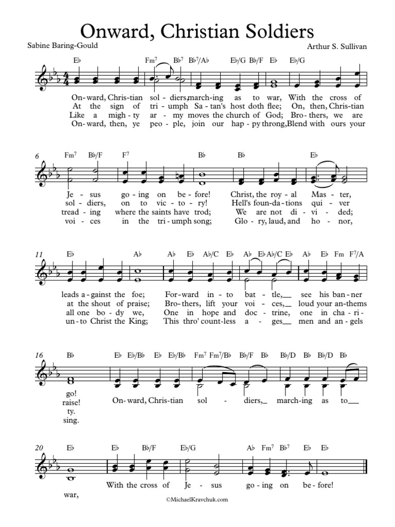Onward Christian Soldiers Lyrics | PDF | British Christian Hymns ...