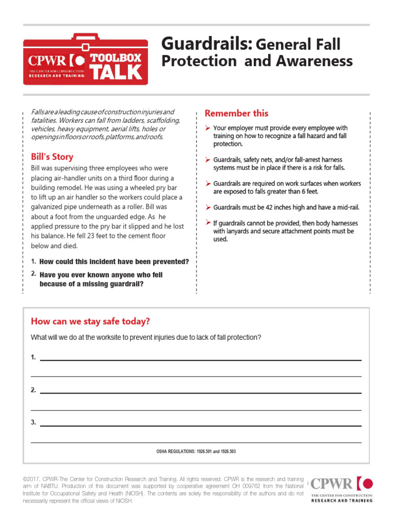 CPWR Falls General ProtectionAwareness 0 | PDF | Occupational Safety ...