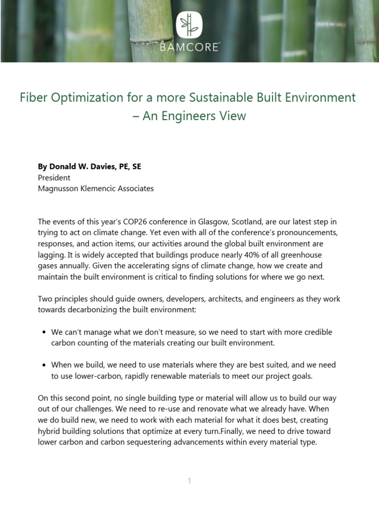 Fiber Optimization For A More Sustainable Built Environment | PDF ...