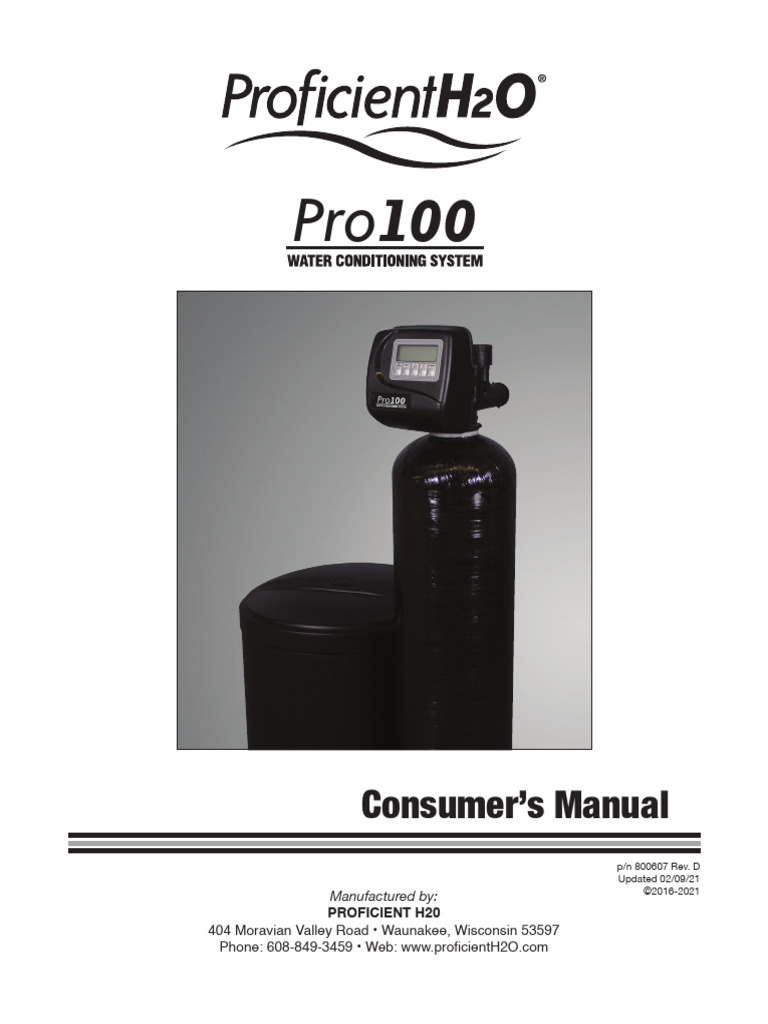 Pro100 Manual Consumers 800607 RevD | PDF | Water | Valve