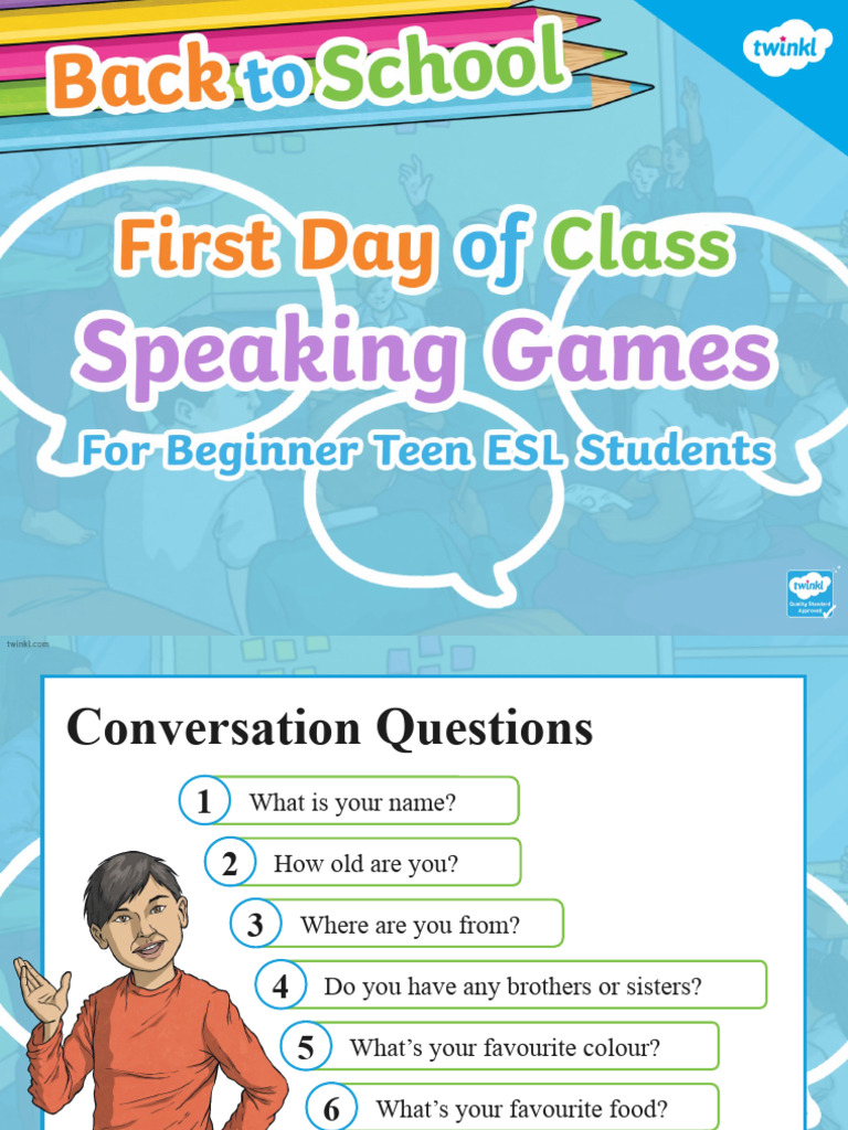 First Day of Class Speaking Games Powerpoint - Ver - 2 | PDF | Language ...