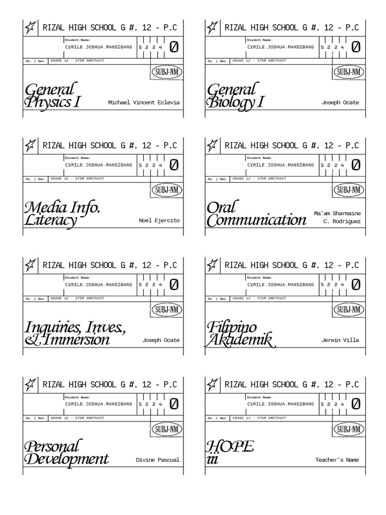 G12 1st Sem - Subjects & Name | PDF