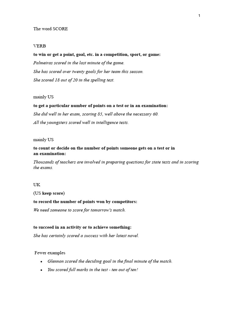 The Word SCORE | PDF | Language Mechanics | Language Families