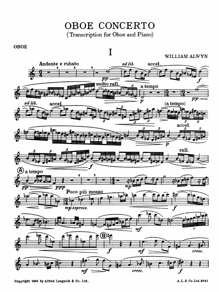 Alwyn - Oboe Concerto (Oboe & Piano) | PDF