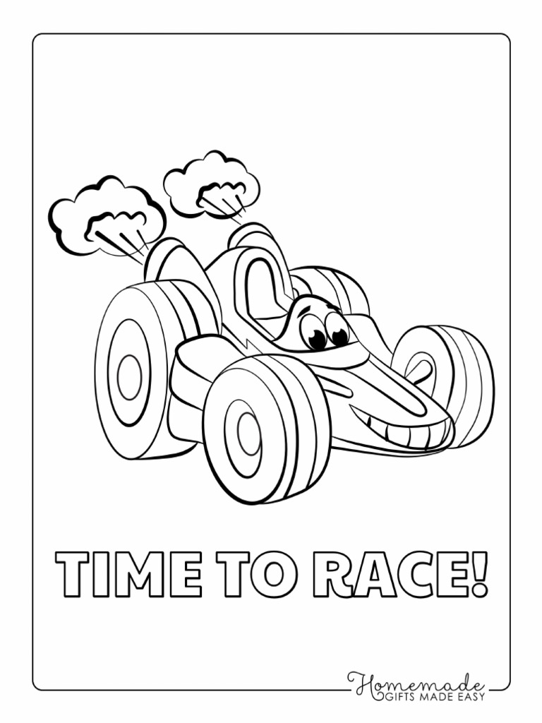 Car Coloring Pages Race Car Time To Race | PDF