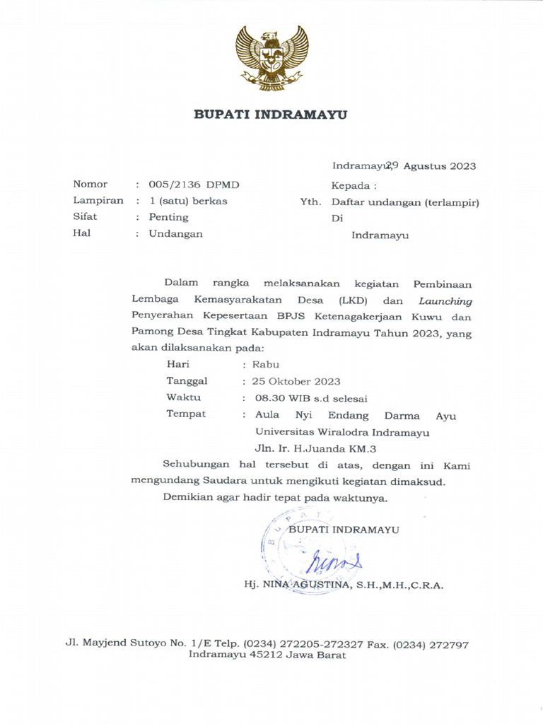 Undangan Bupati Lkd-1 | PDF