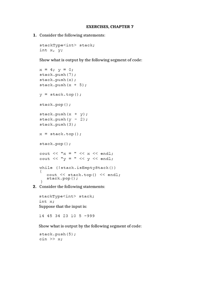 Stack Operations and Postfix Evaluation | PDF | Computer Programming ...