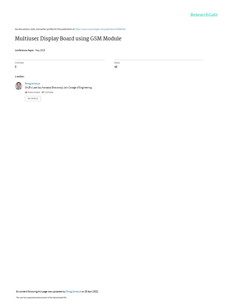 Multiuser GSM Display Board System | PDF | Bluetooth | Internet