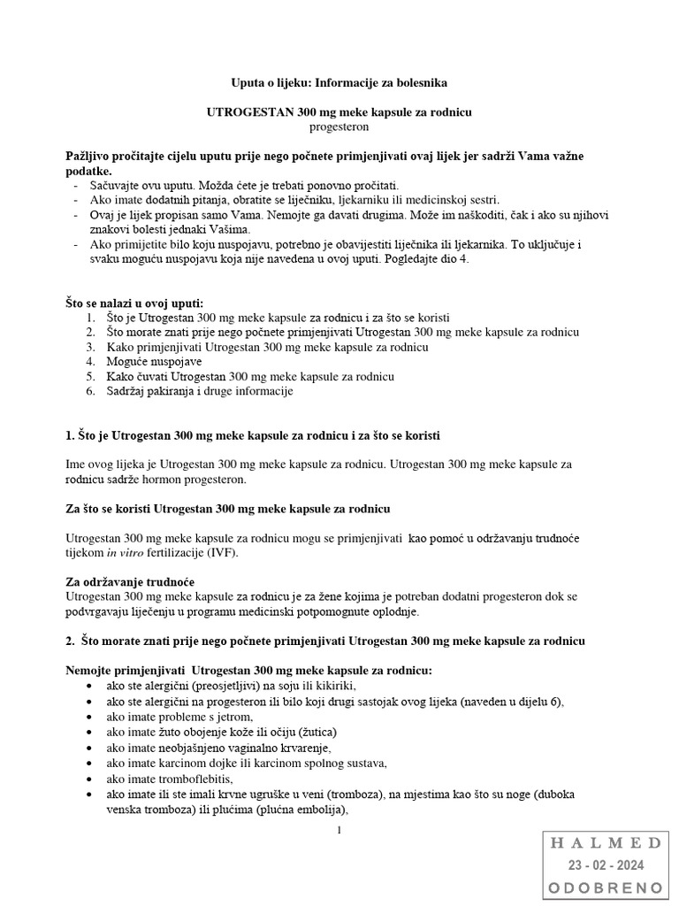 Utrogestan 300 MG Meke Kapsule Za Rodnicu PIL | PDF