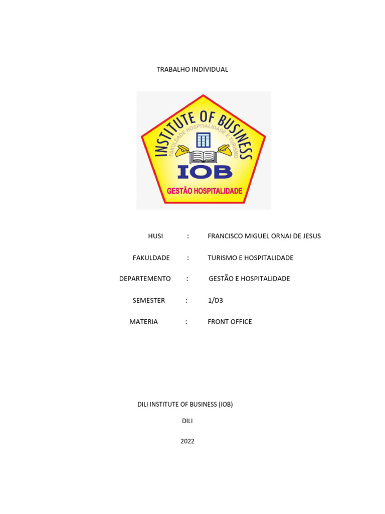 Fo Definisaun Husi Front Office | PDF | Negocios | Finanzas y dinero