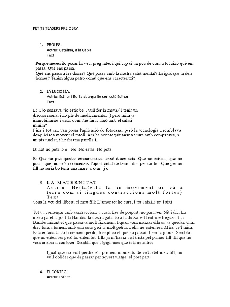 Teasers Pre Obra | PDF